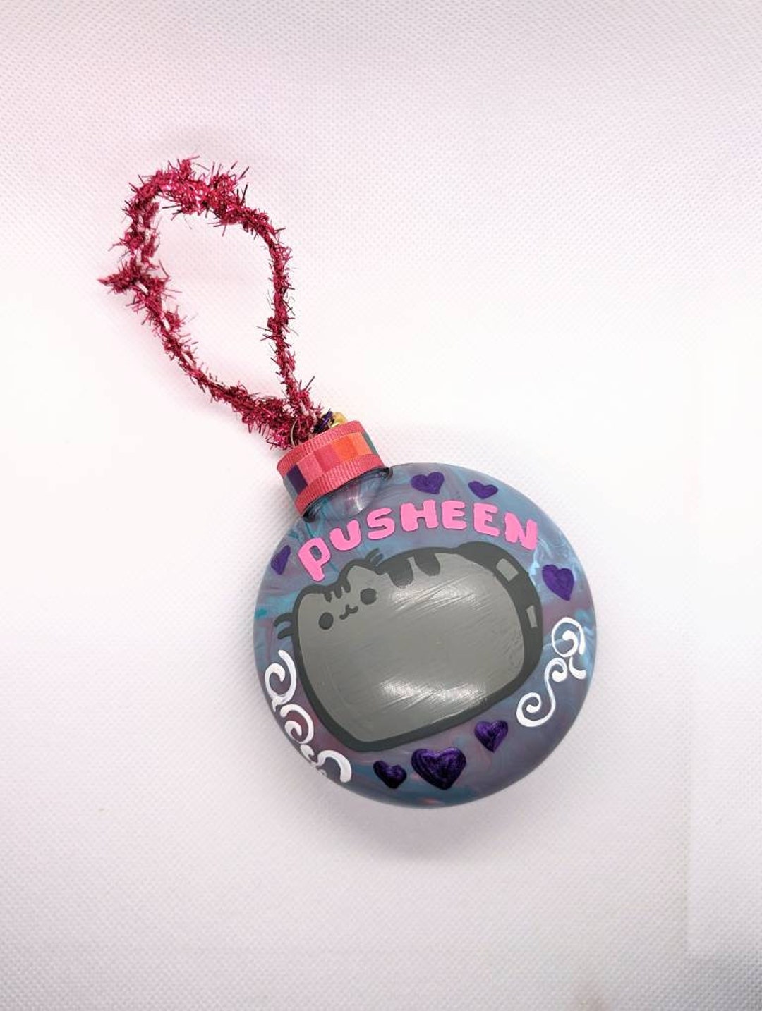Pusheen the Cat Fat Gray Kitty Fun Colorful Christmas Plastic Bulb ...