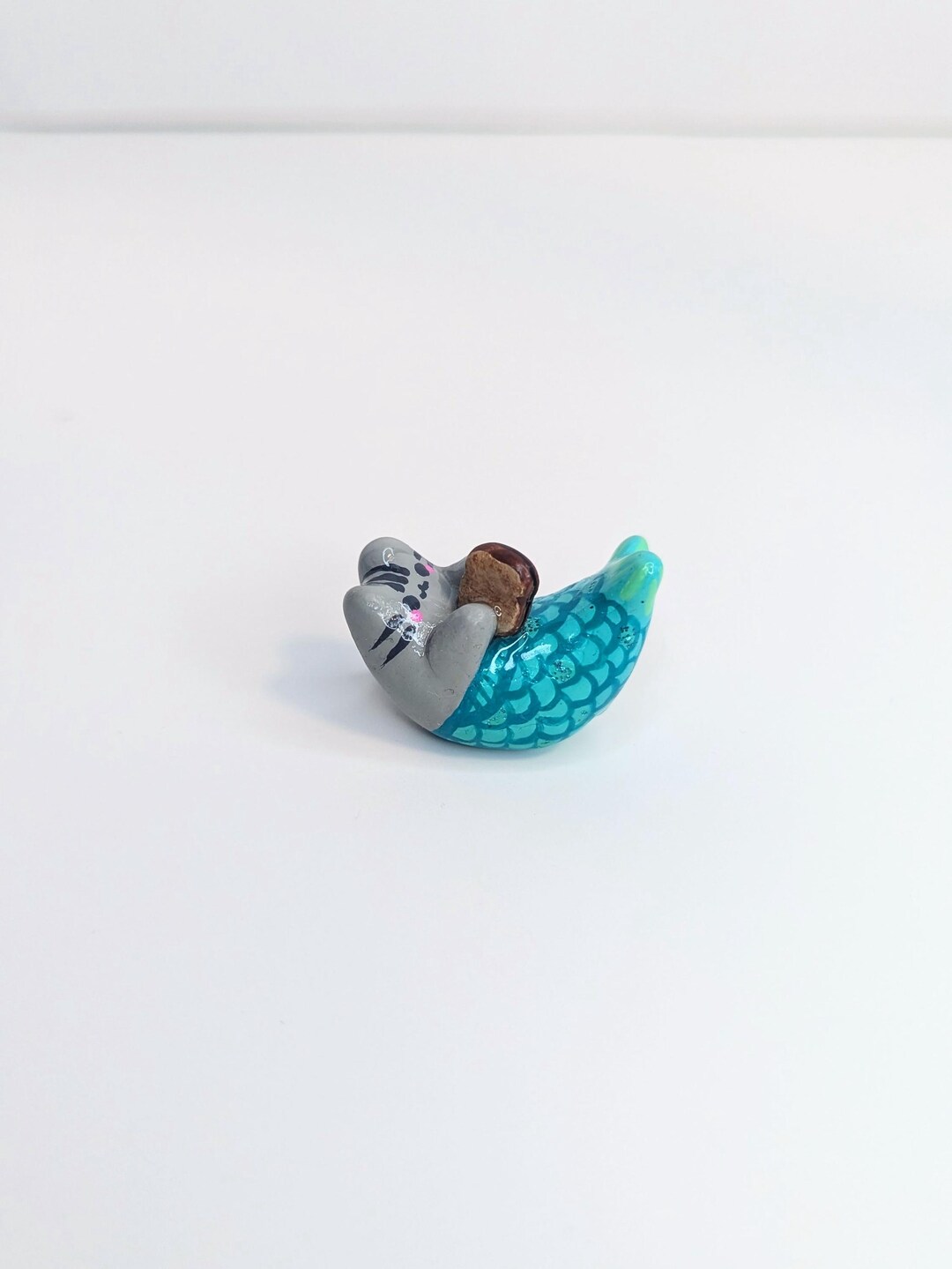 Pusheen the Cat Fat Gray Kitty Mermaid Tail Figure Statue Figurine ...