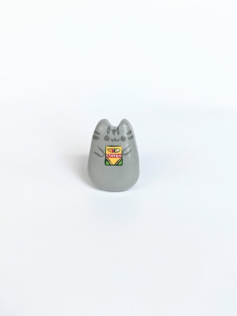 Pusheen the Cat Fat Gray Kitty Crayon Art Funny Cute Figure - Etsy
