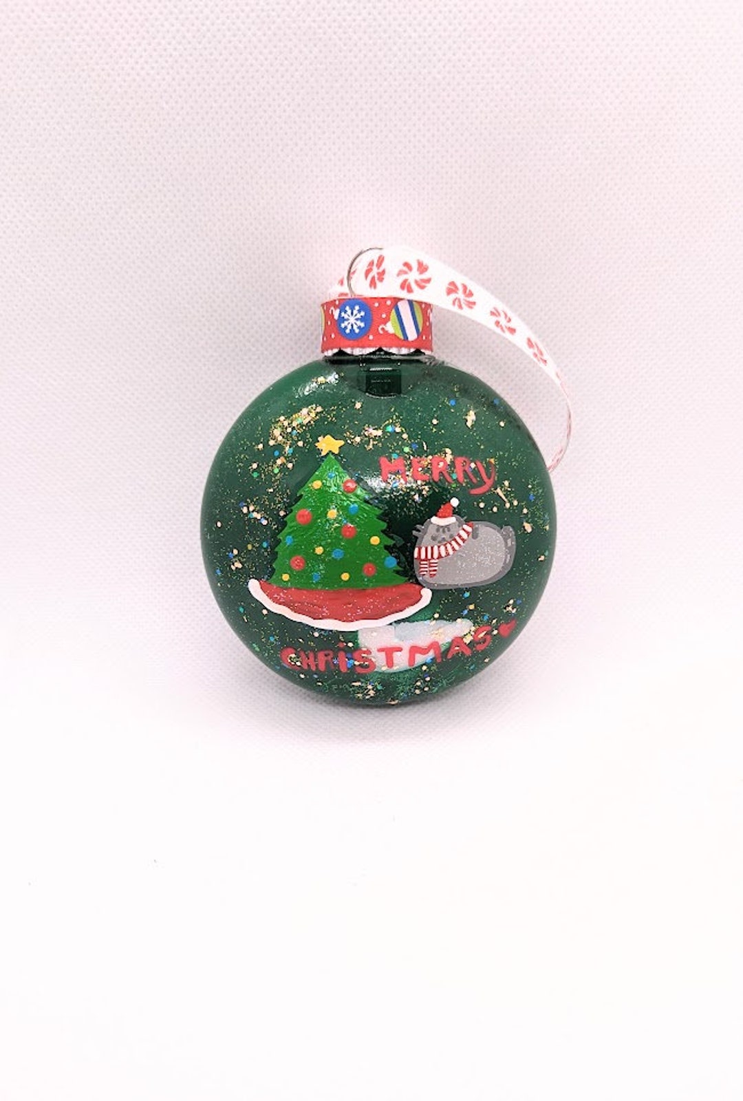 Pusheen the Cat Fat Gray Kitty Fun Colorful Christmas Plastic Bulb ...