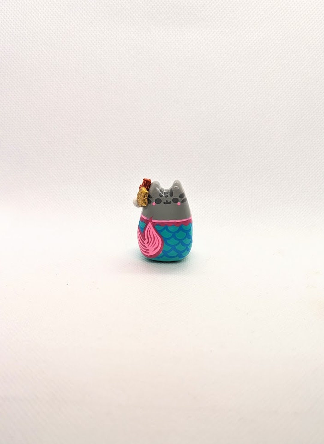 Pusheen the Cat Fat Gray Kitty Mermaid Tail Figure Statue Figurine ...