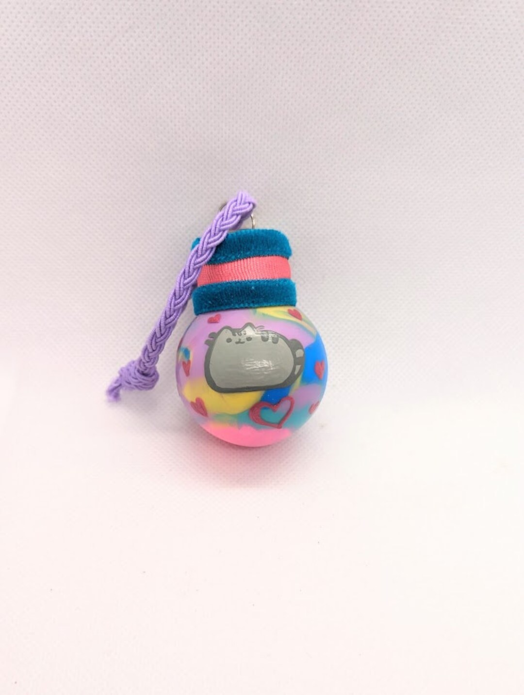 Pusheen the Cat Fat Gray Kitty Fun Colorful Christmas Plastic Bulb ...