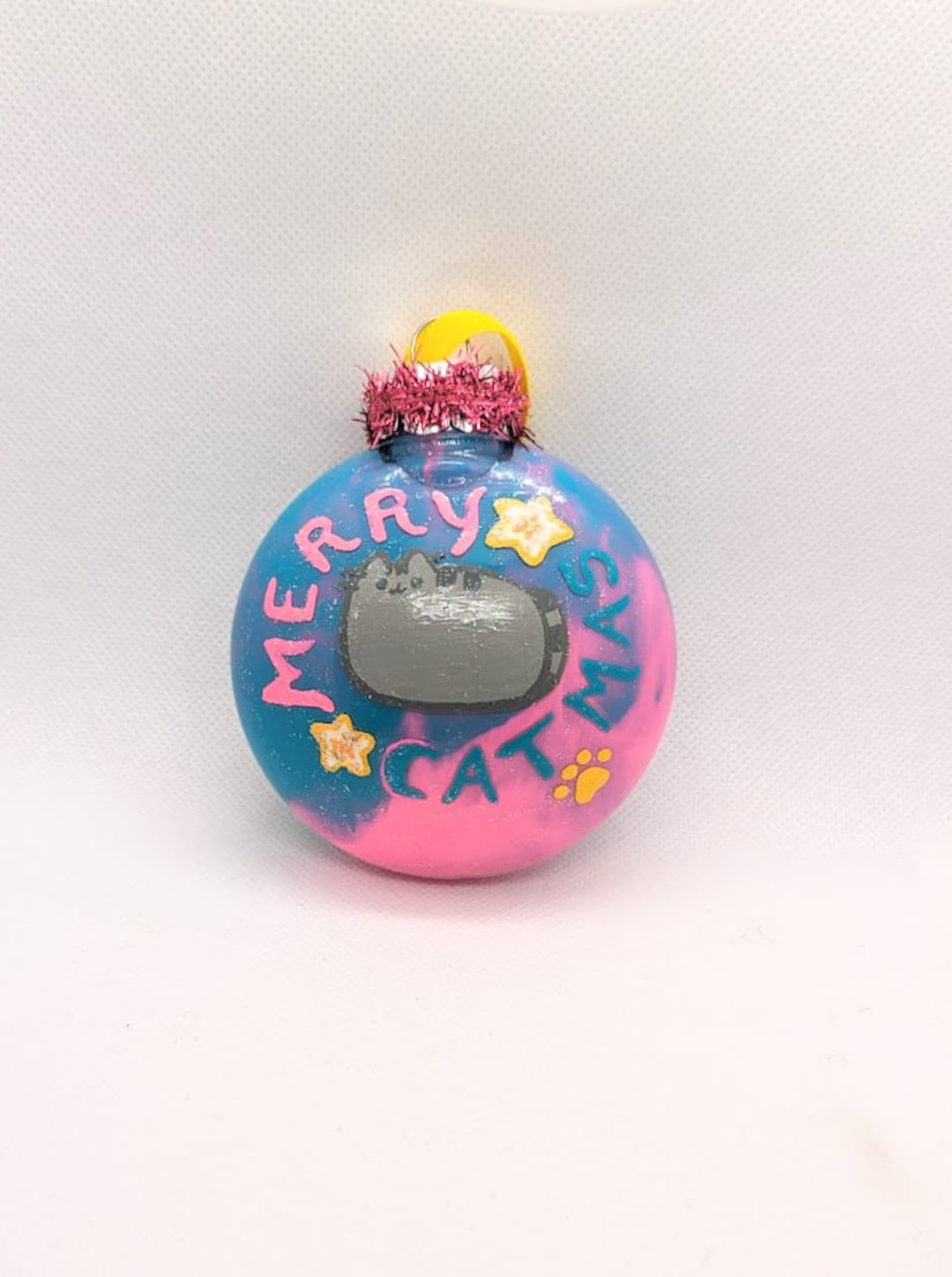 Pusheen the Cat Fat Gray Kitty Fun Colorful Christmas Plastic Bulb ...