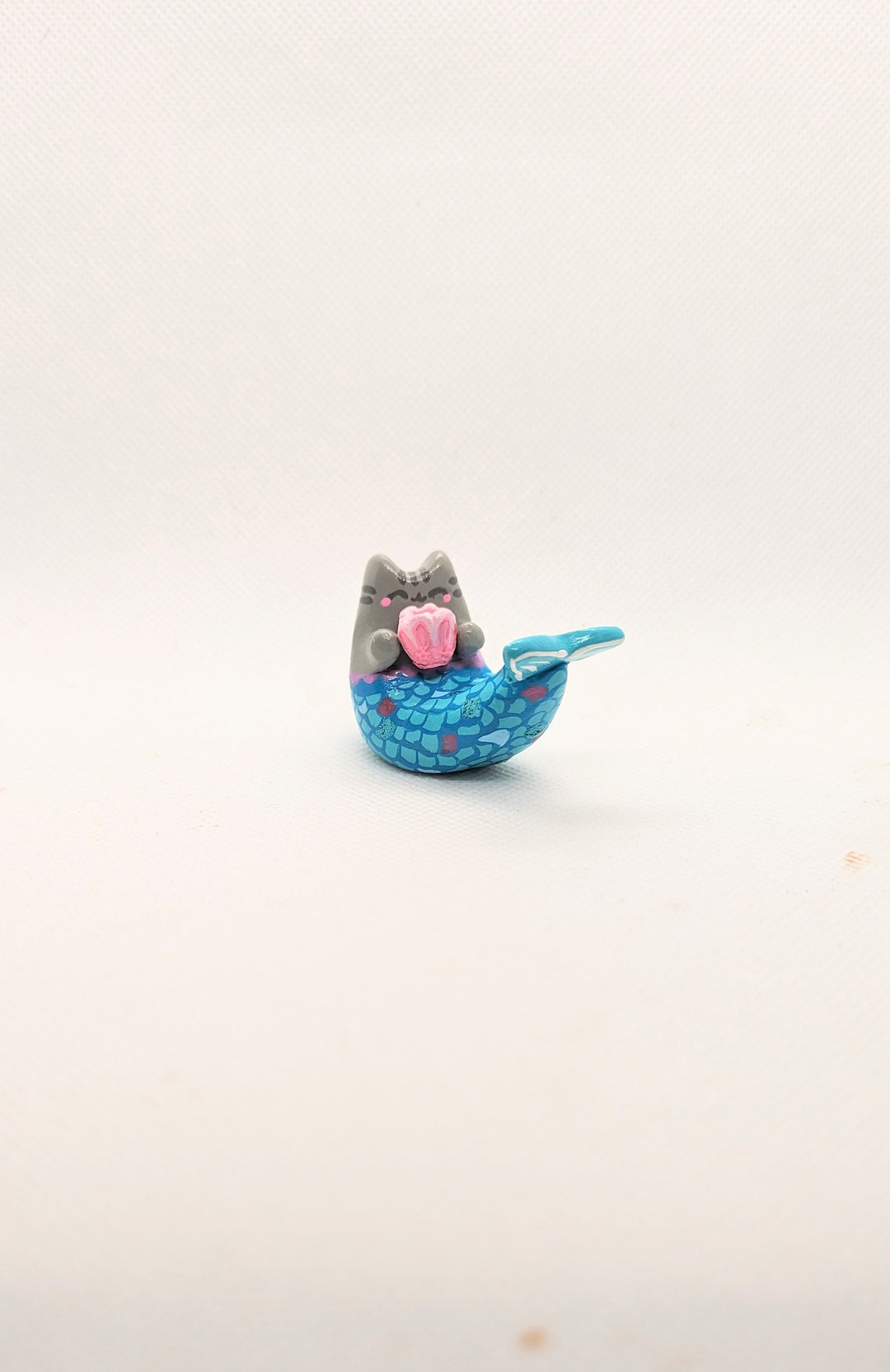 Pusheen the Cat Fat Gray Kitty Mermaid Tail Figure Statue Figurine ...