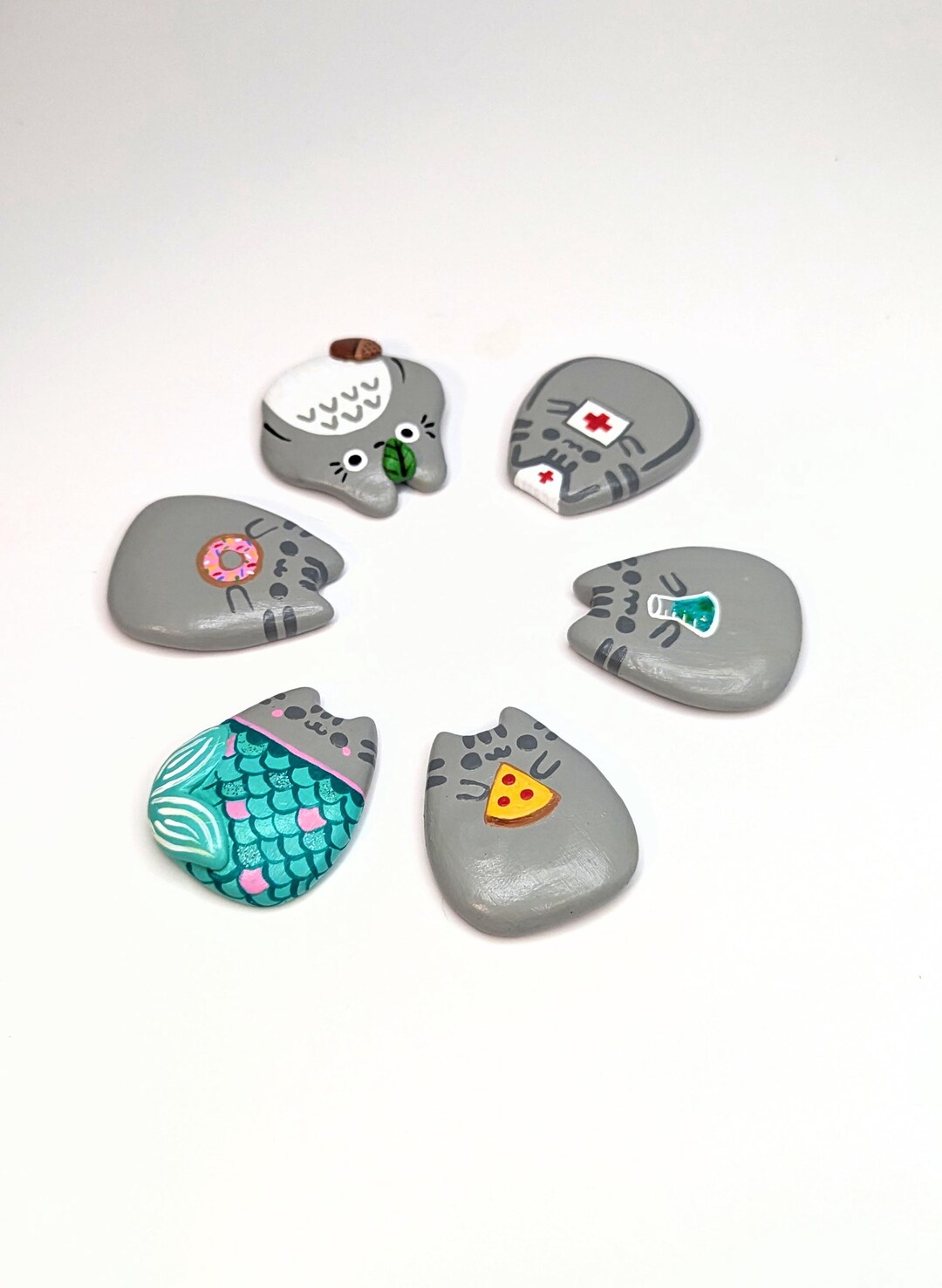 Assorted Pusheen the Cat Inspired Fat Gray Kitty Reel Badge Work ID ...