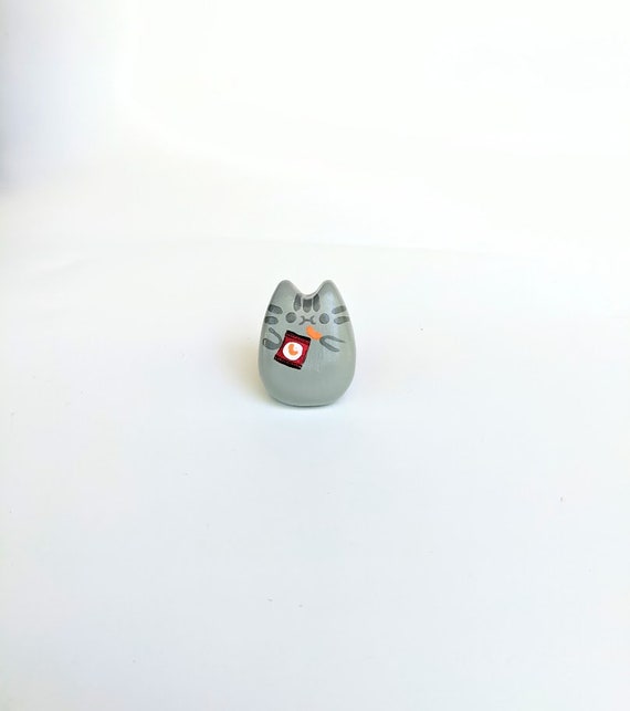 Pusheen the Cat Gray Kitty Eating Cheeto Puffs Food Figure | Etsy