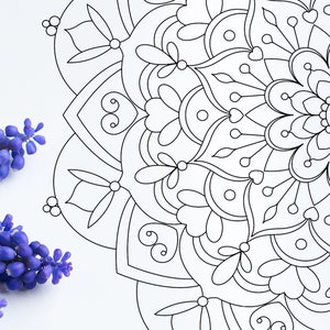 Flower Mandala Printable Coloring Page for Meditation and Mindfulness ...