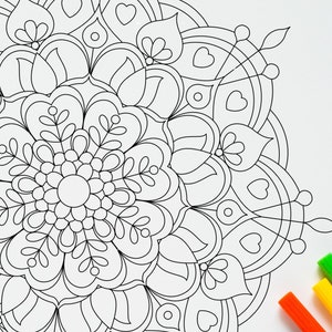 Flower Mandala Printable Coloring Page for Meditation and Mindfulness ...