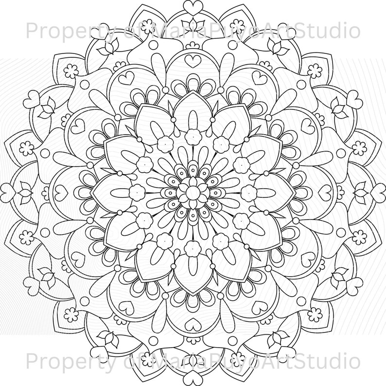 Flower Mandala Printable Coloring Page for Meditation and Mindfulness ...