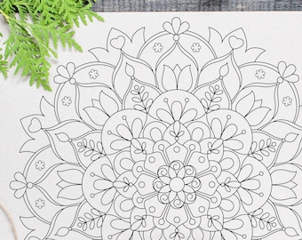 Flower Mandala Printable Coloring Page for Meditation and Mindfulness ...