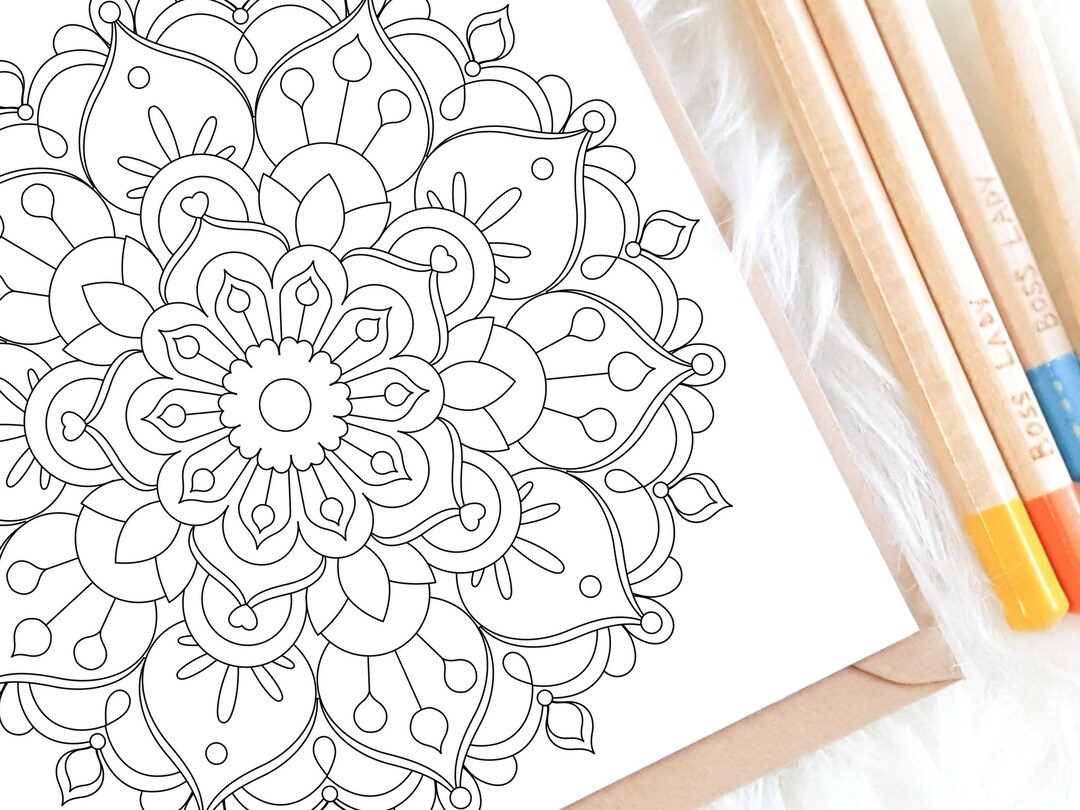 Flower Mandala Printable Coloring Page for Meditation and Mindfulness ...
