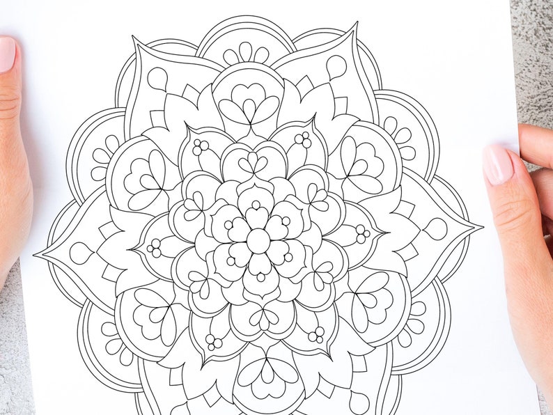 Flower Mandala Printable Coloring Page for Meditation and Mindfulness ...