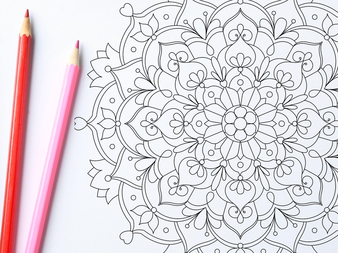 Flower Mandala Printable Coloring Page for Meditation and Mindfulness ...