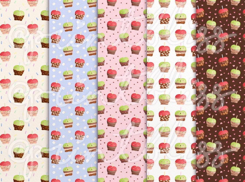 Candy Apples Clipart and Digital Paper Bundle - Etsy