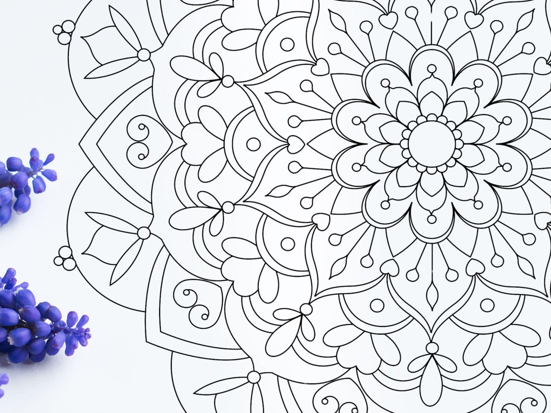 Flower Mandala Printable Coloring Page for Meditation and Mindfulness ...