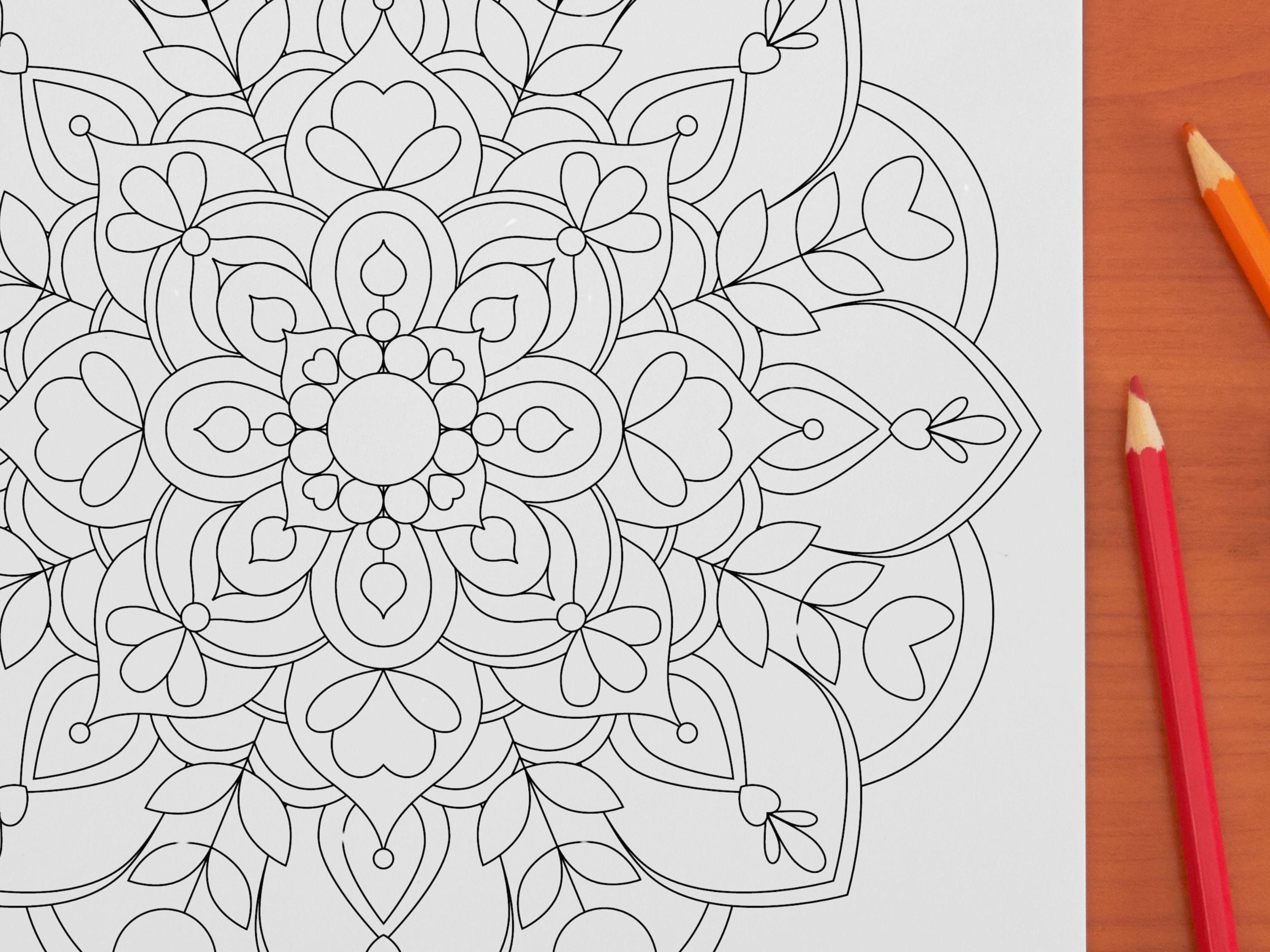 Flower Mandala Printable Coloring Page for Meditation and Mindfulness ...