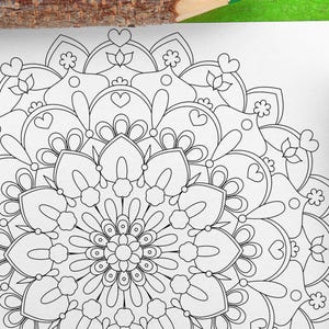 Flower Mandala Printable Coloring Page for Meditation and Mindfulness ...