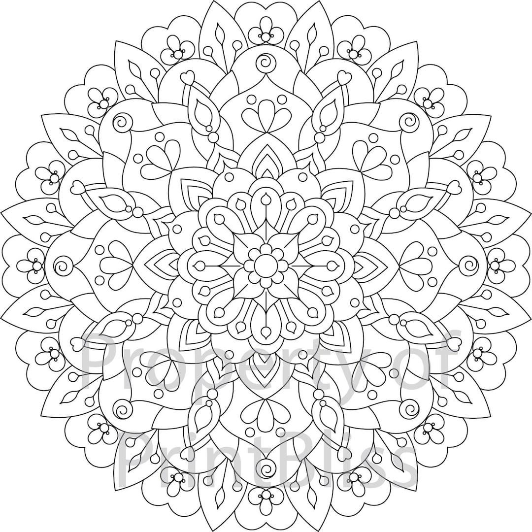 Flower Mandala Printable Coloring Page - Etsy