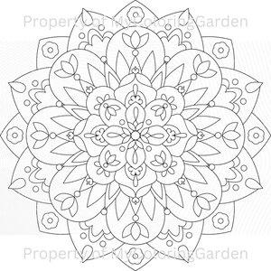 Flower Mandala Printable Coloring Page for Meditation and Mindfulness ...