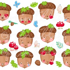 Acorn Emoji Clipart and Digital Paper Bundle - Etsy