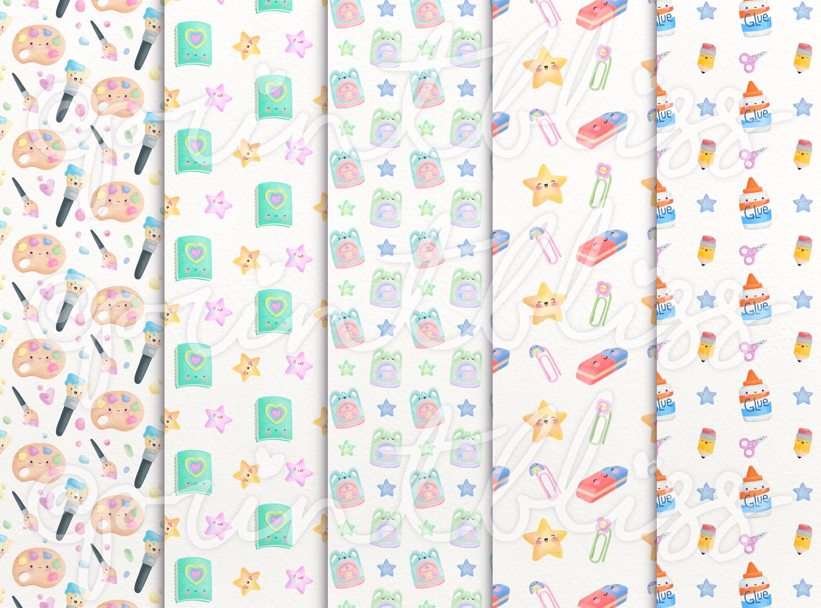 Back to School Clipart and Digital Paper Bundle - Etsy