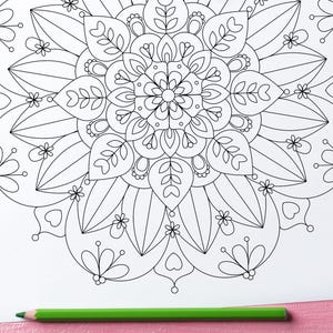 Flower Mandala Printable Coloring Page for Meditation and Mindfulness ...