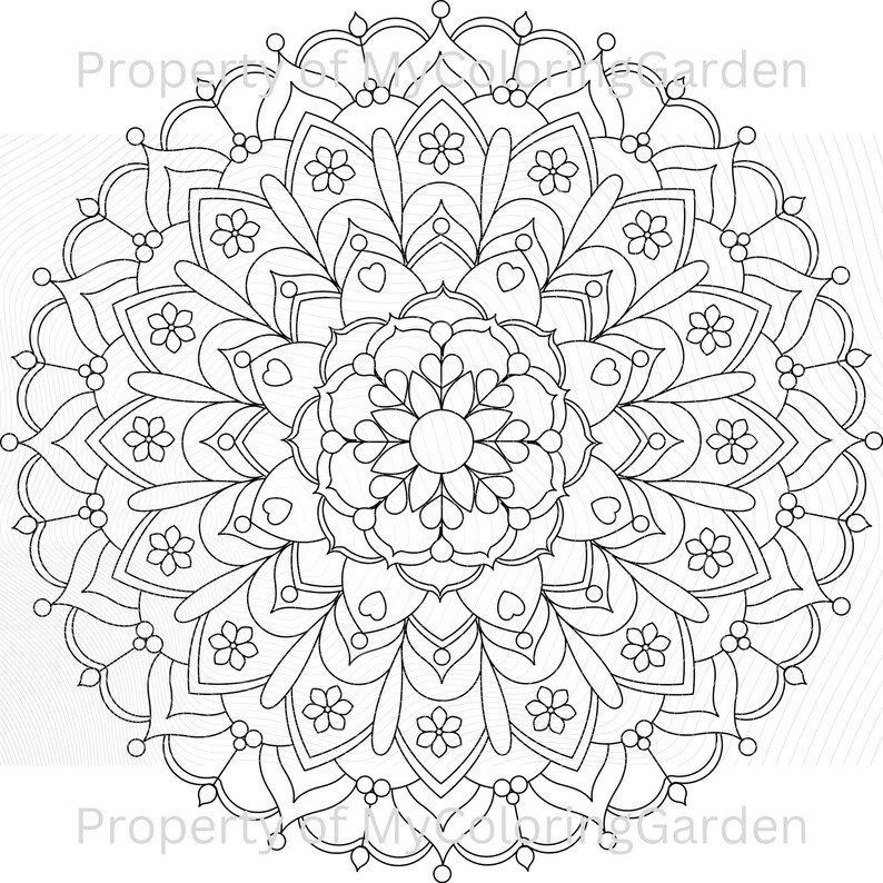 Flower Mandala Printable Coloring Page for Meditation and Mindfulness ...