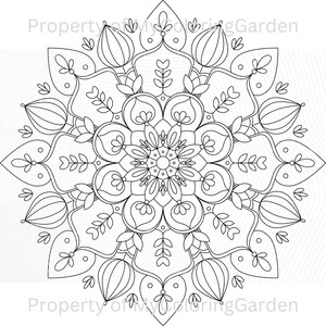 Flower Mandala Printable Coloring Page for Meditation and Mindfulness ...