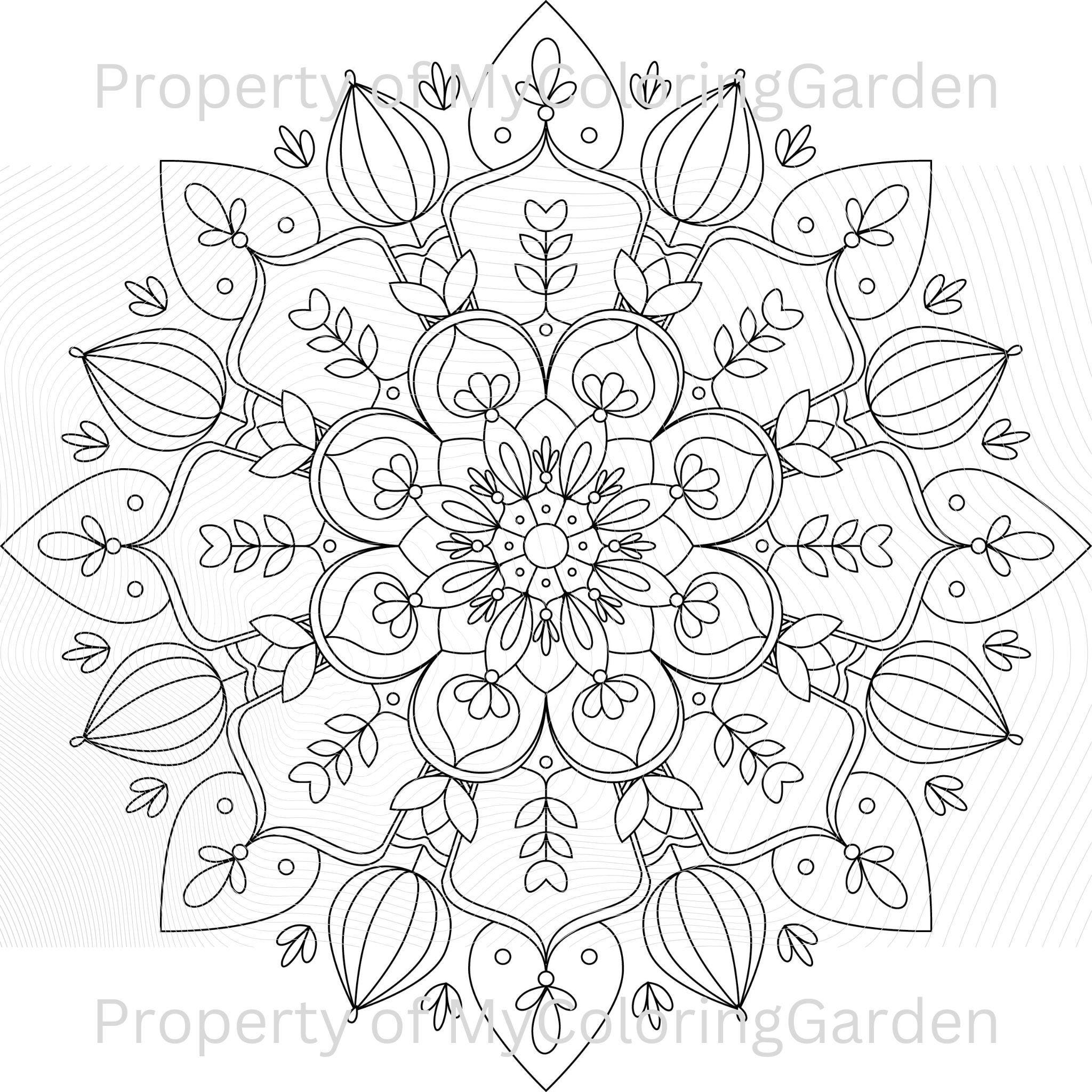 Flower Mandala Printable Coloring Page for Meditation and Mindfulness ...