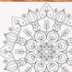 Flower Mandala Printable Coloring Page for Meditation and Mindfulness ...