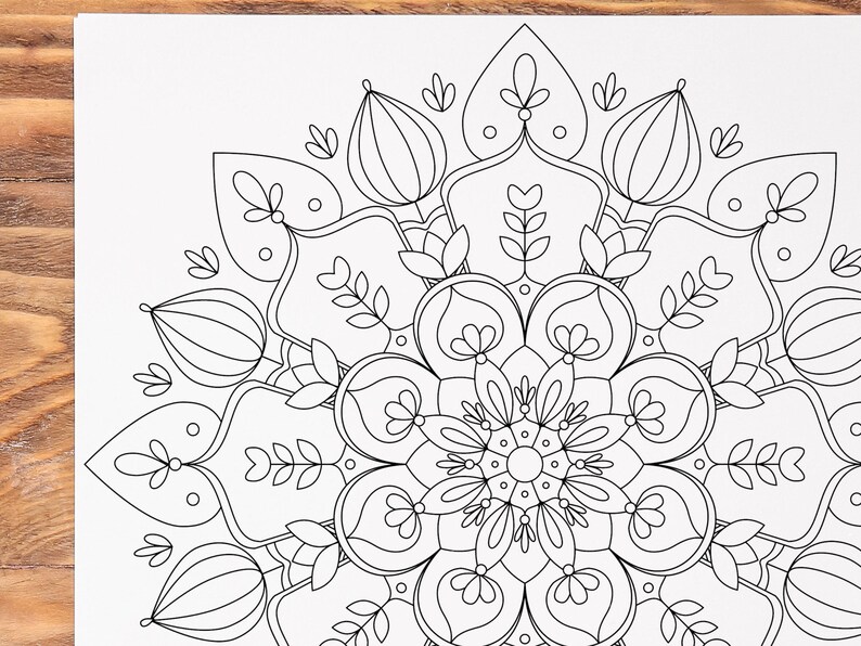 Flower Mandala Printable Coloring Page for Meditation and Mindfulness ...