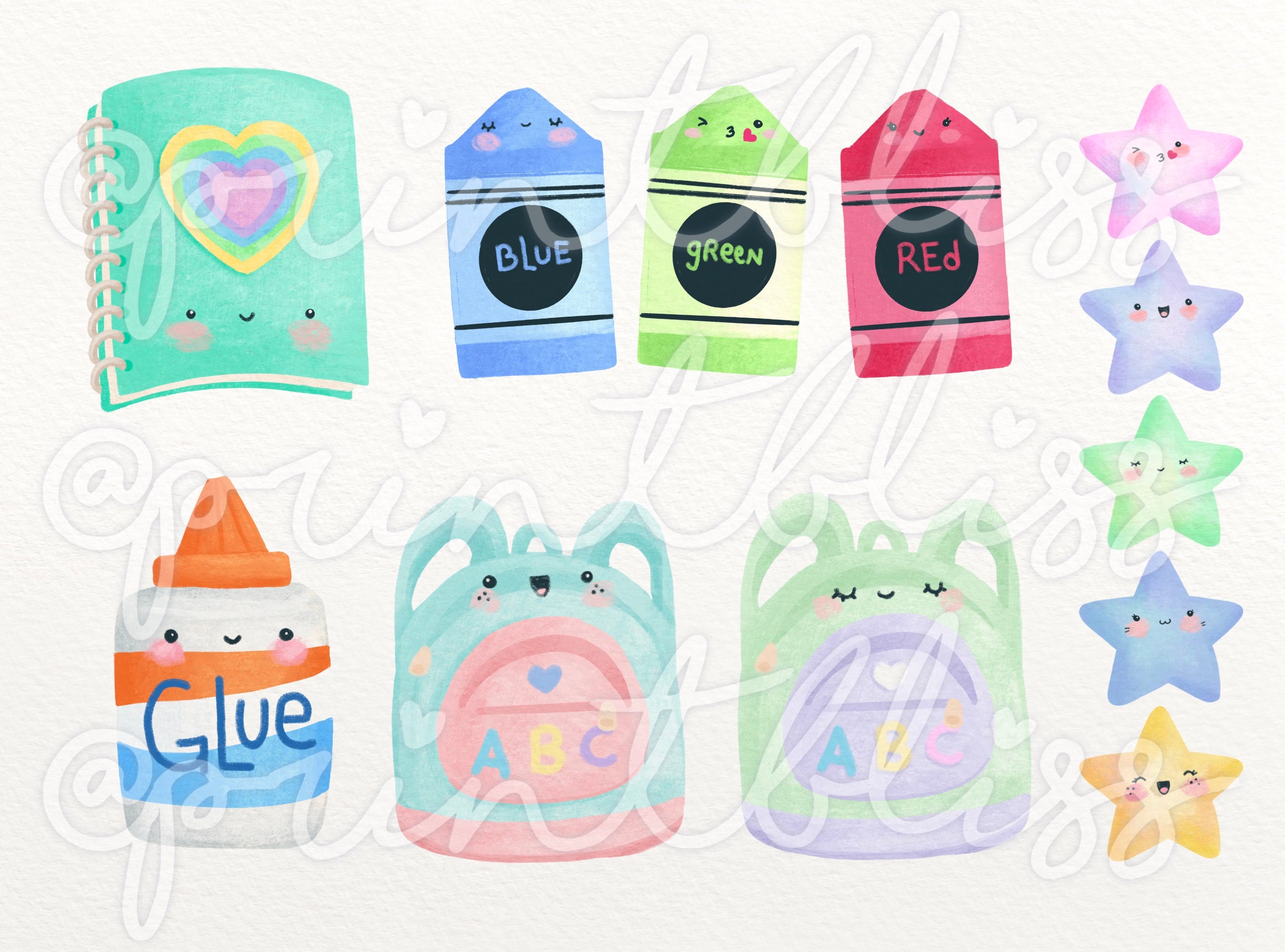 Back to School Clipart and Digital Paper Bundle - Etsy