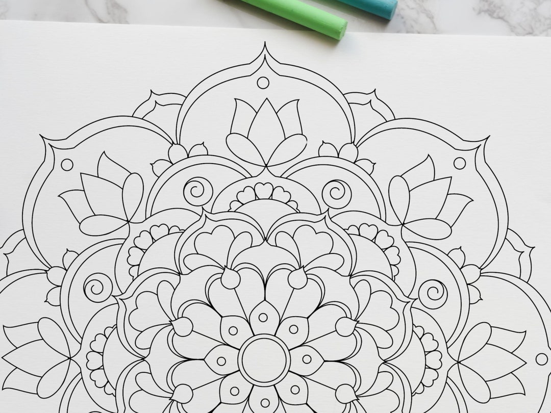 Flower Mandala Printable Coloring Page for Meditation and Mindfulness ...