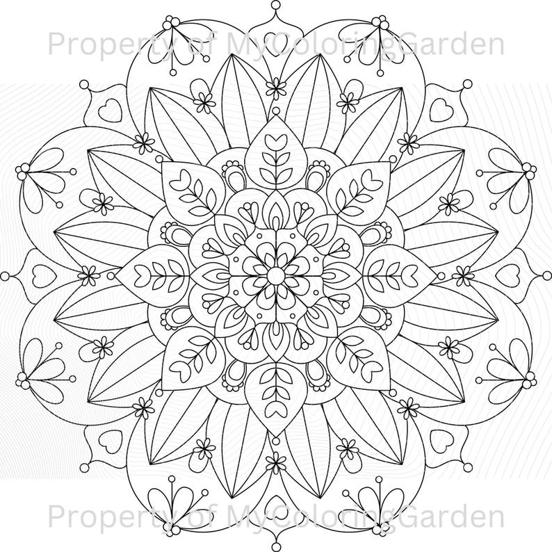 Flower Mandala Printable Coloring Page for Meditation and Mindfulness ...