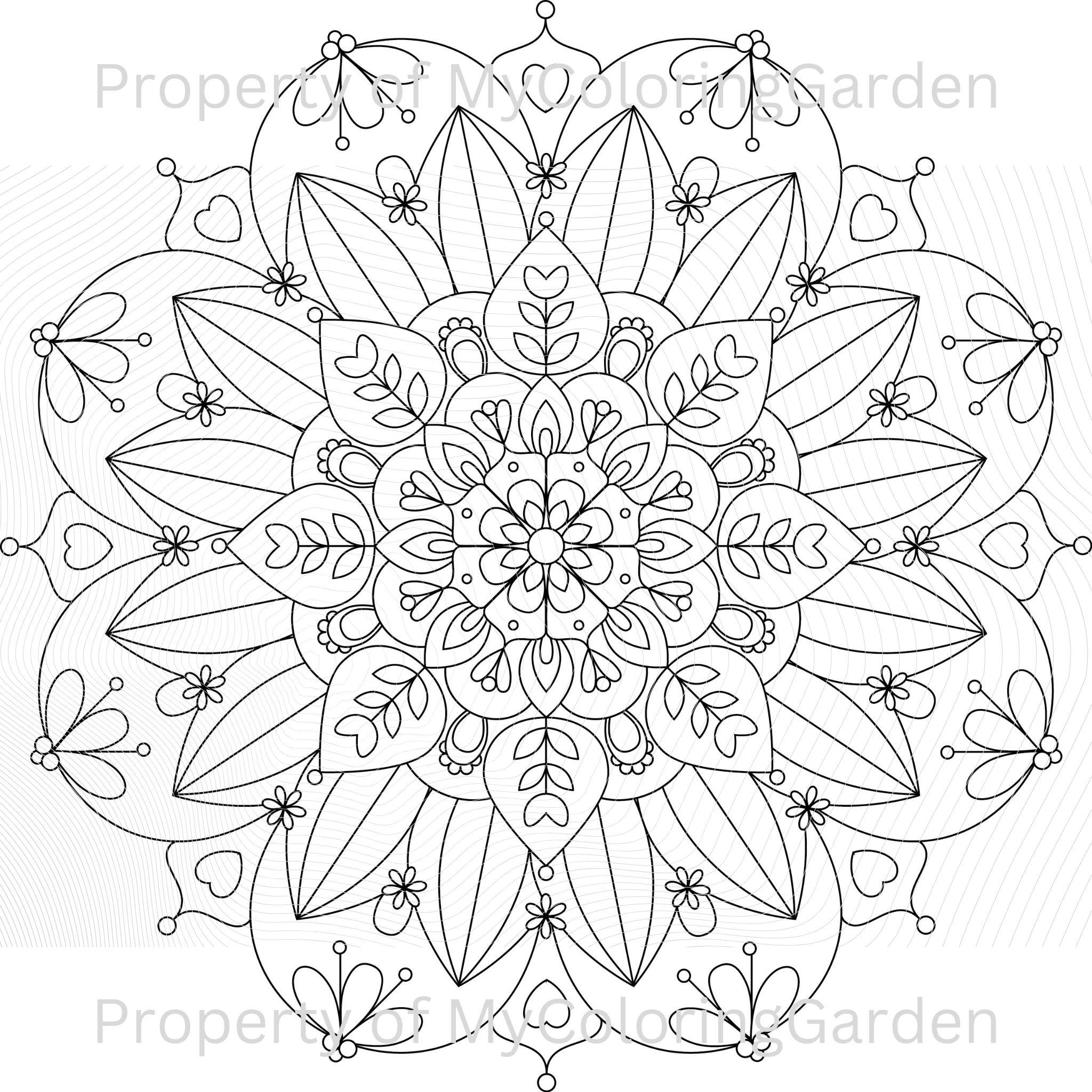 Flower Mandala Printable Coloring Page for Meditation and Mindfulness ...
