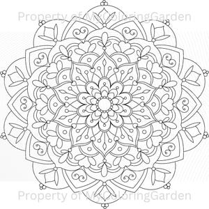 Flower Mandala Printable Coloring Page for Meditation and Mindfulness ...