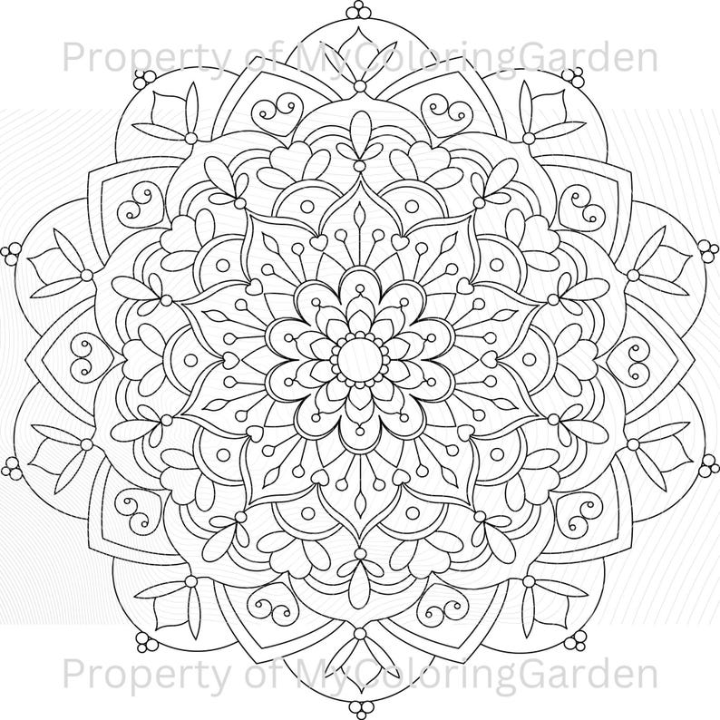Flower Mandala Printable Coloring Page for Meditation and Mindfulness ...