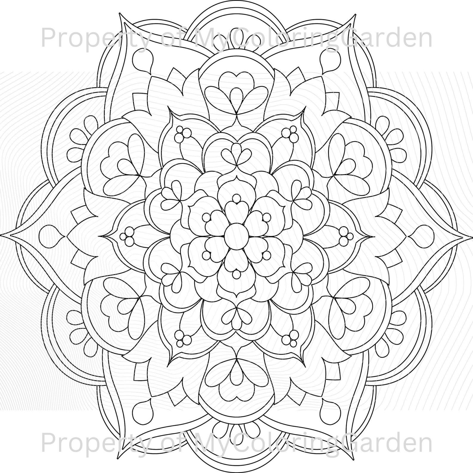Flower Mandala Printable Coloring Page for Meditation and Mindfulness ...