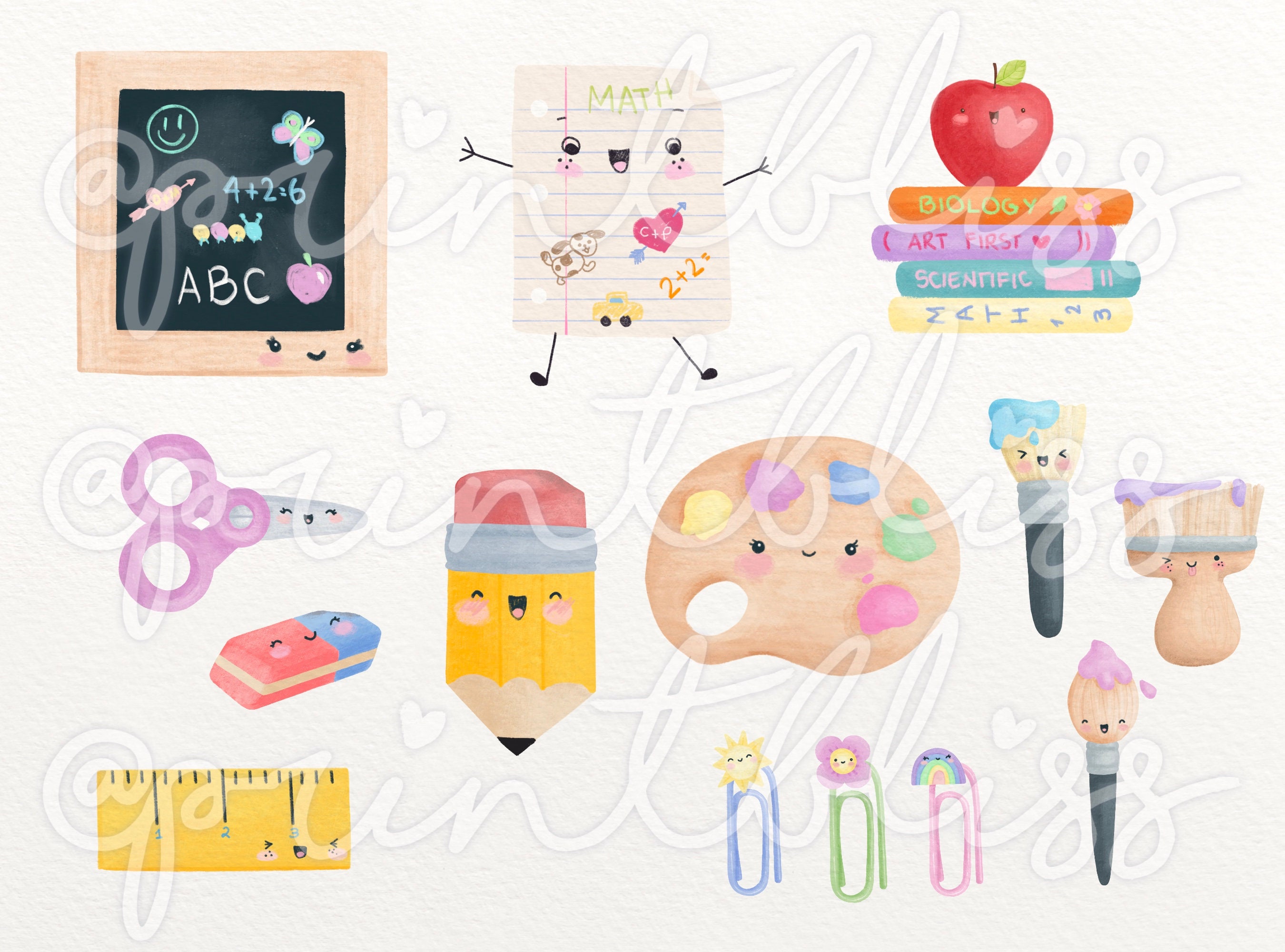 Back to School Clipart and Digital Paper Bundle - Etsy