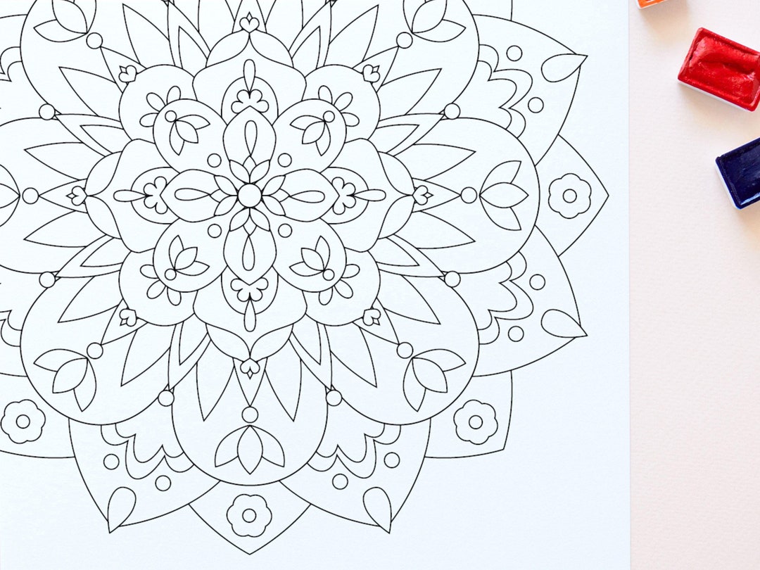 Flower Mandala Printable Coloring Page for Meditation and Mindfulness ...