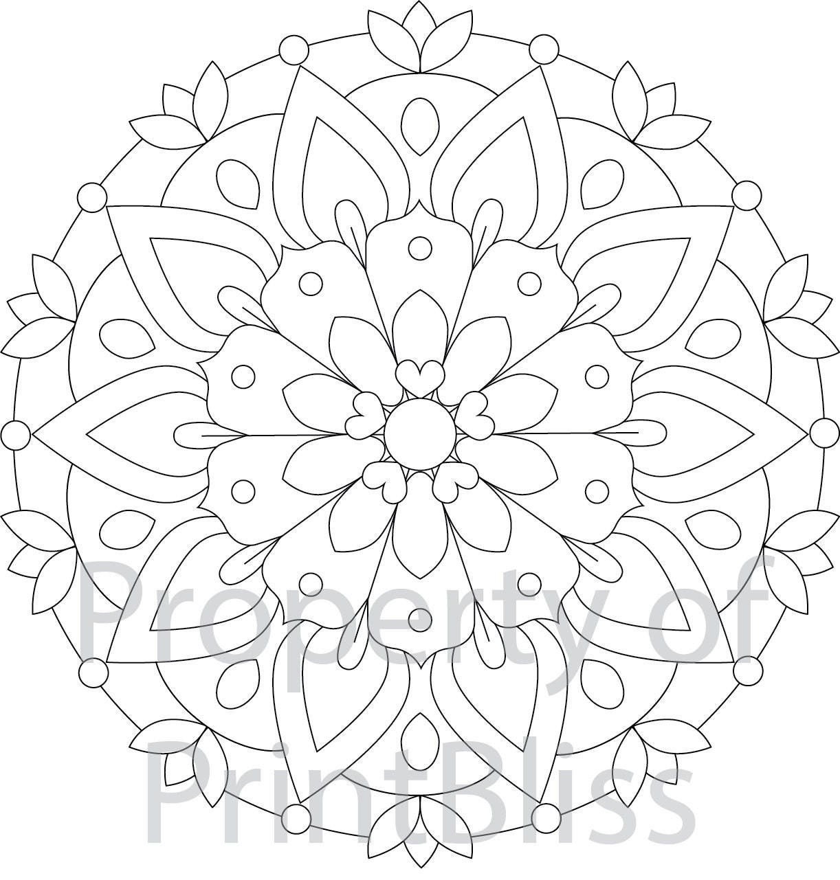 Flower Mandala Printable Coloring Page - Etsy