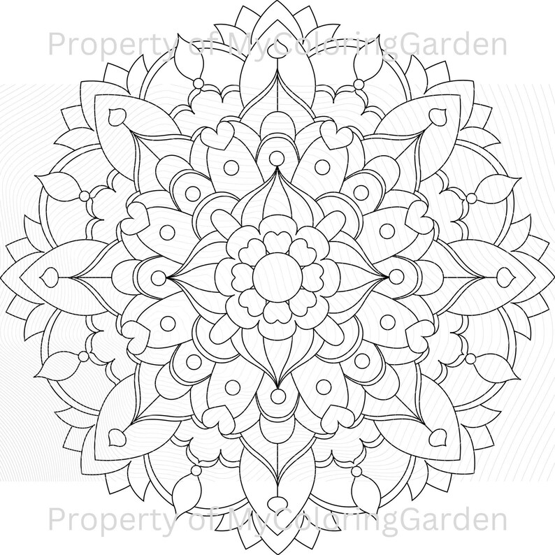 Flower Mandala Printable Coloring Page for Meditation and Mindfulness ...
