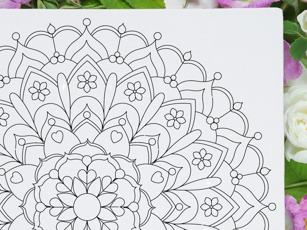 Flower Mandala Printable Coloring Page for Meditation and Mindfulness ...