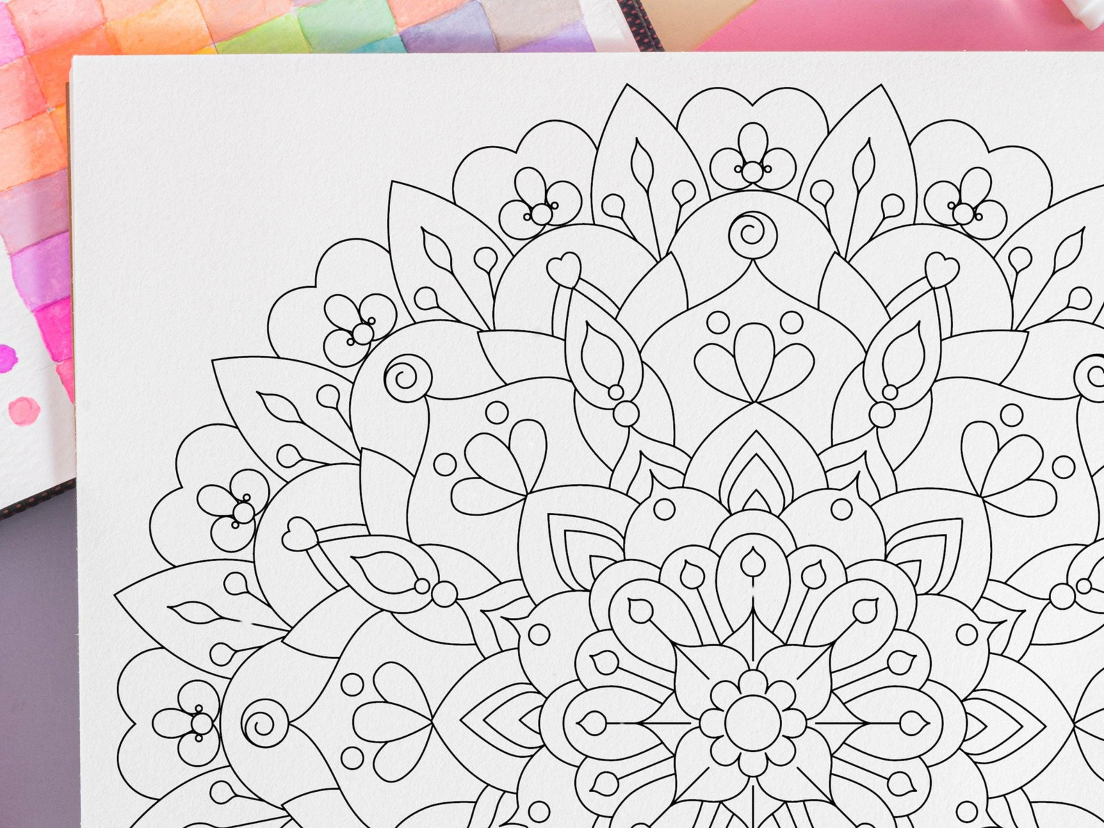 Flower Mandala Printable Coloring Page for Meditation and Mindfulness ...
