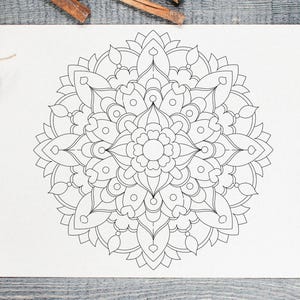 Flower Mandala Printable Coloring Page for Meditation and Mindfulness ...
