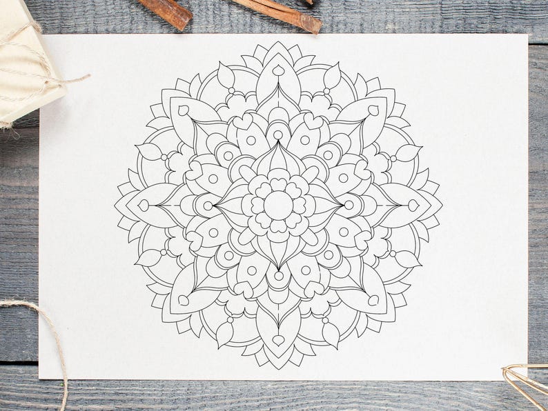 Flower Mandala Printable Coloring Page for Meditation and Mindfulness ...