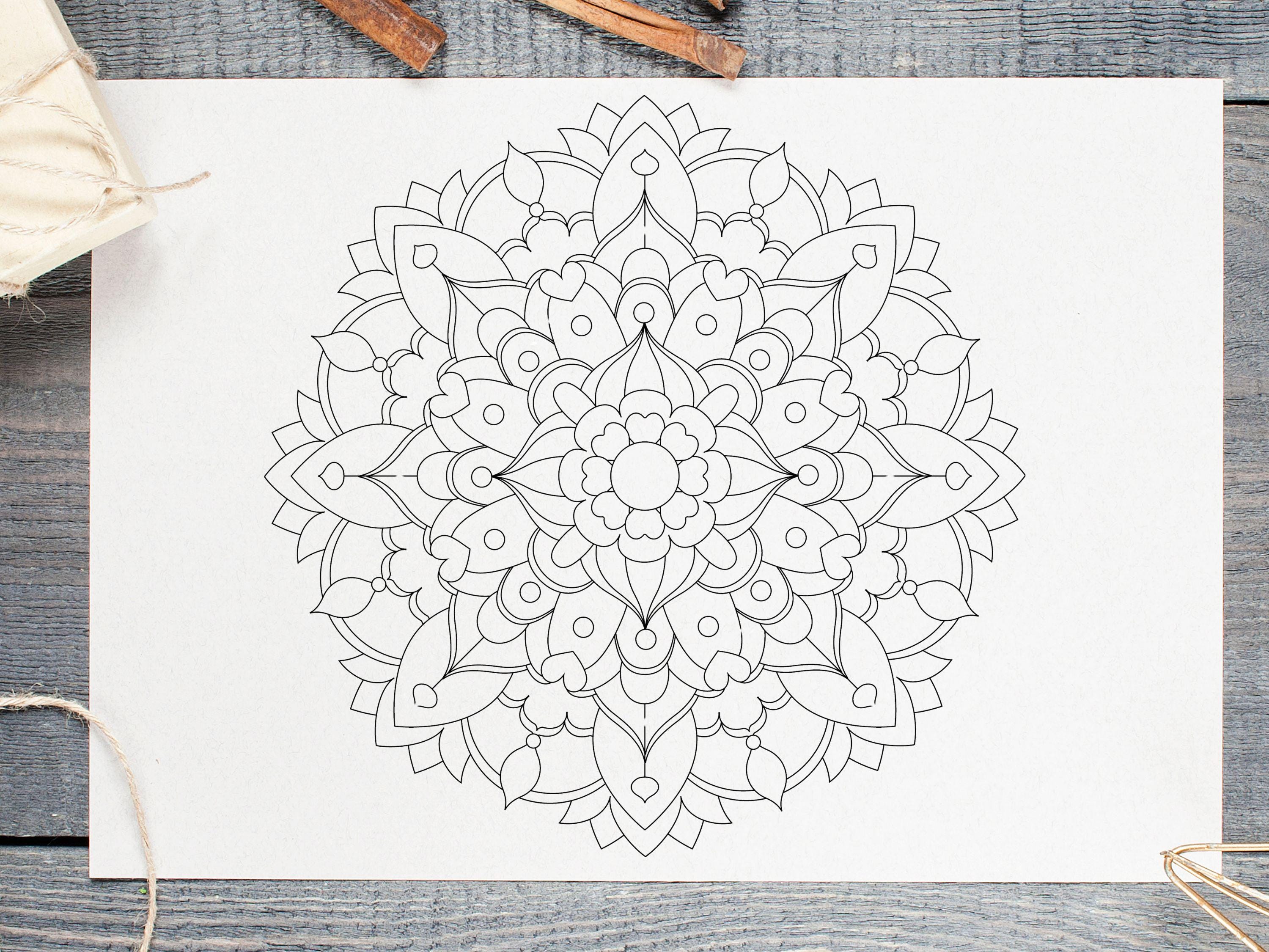 Flower Mandala Printable Coloring Page for Meditation and Mindfulness ...