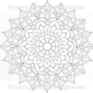 Flower Mandala Printable Coloring Page for Meditation and Mindfulness ...