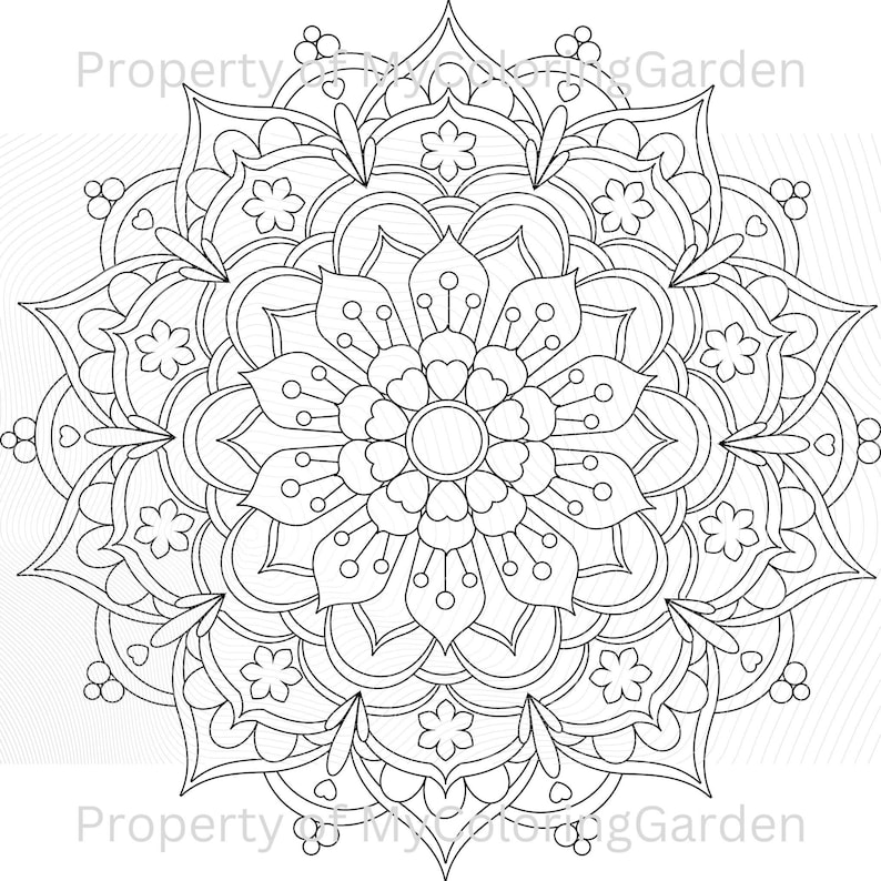 Flower Mandala Printable Coloring Page for Meditation and Mindfulness ...