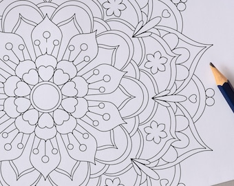 Flower Mandala Printable Coloring Page for Meditation and Mindfulness ...